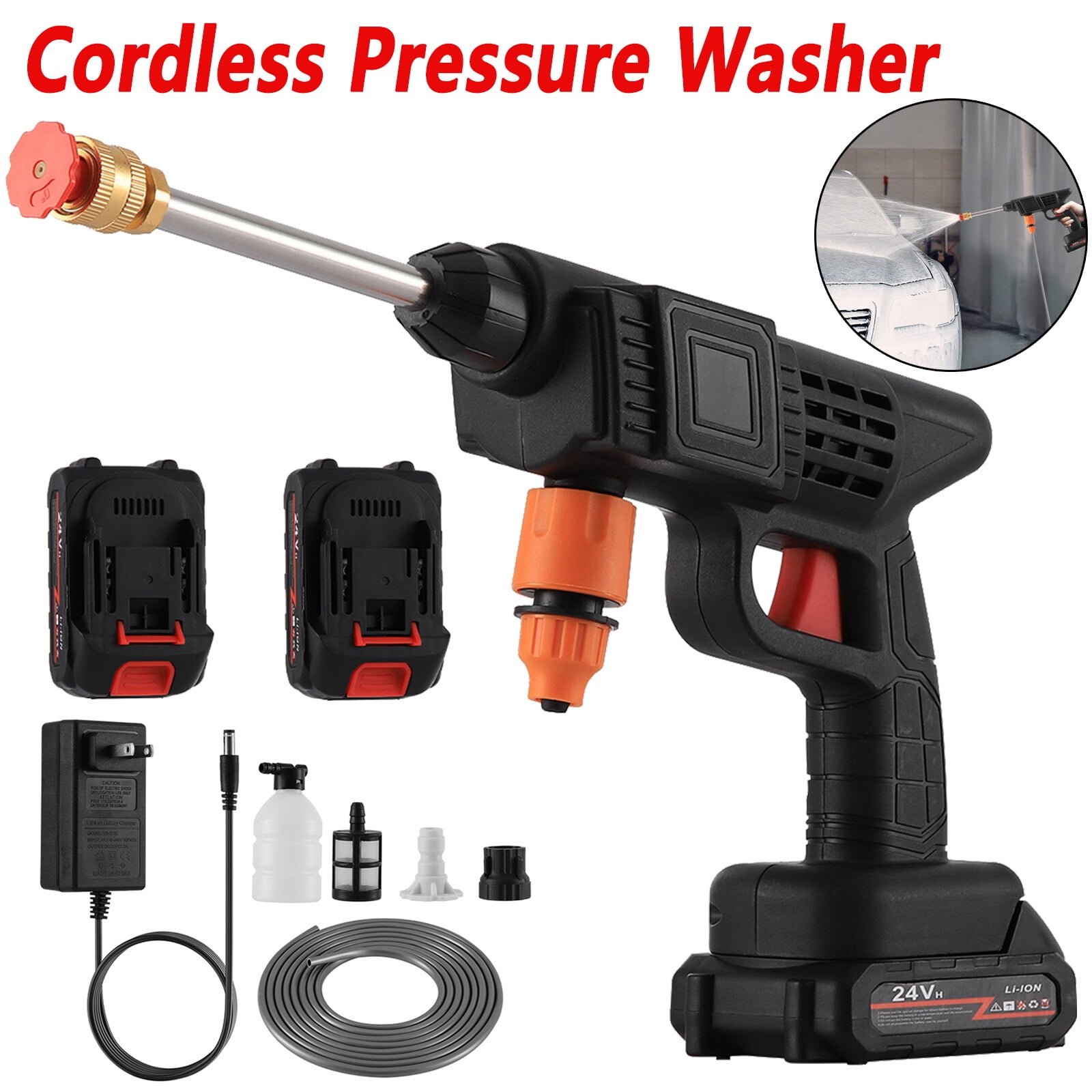 Portable Cordless Electric High Pressure Water Spray Gun Car Washer ...