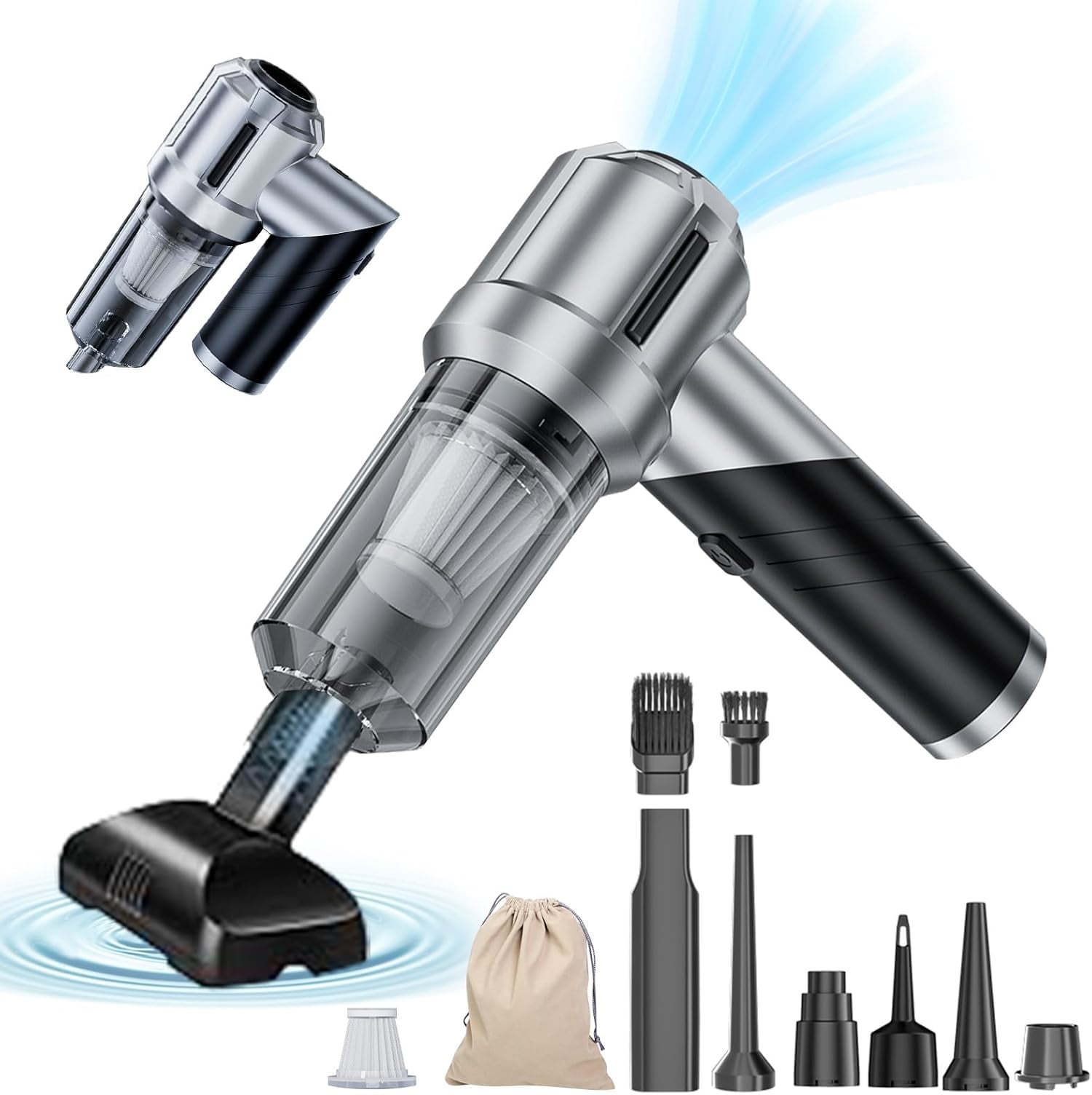 Portable Cordless Foldable 20000PA High Power Mini Vacuum Cleaner, 4-in ...