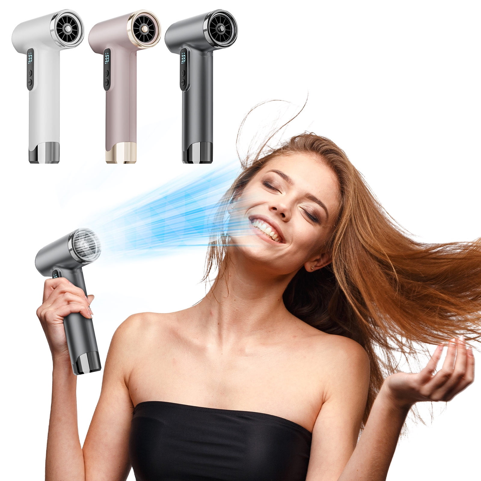 Portable Cordless Hair Dryer 200W USB Rechargeable 15000mAh Battery ...