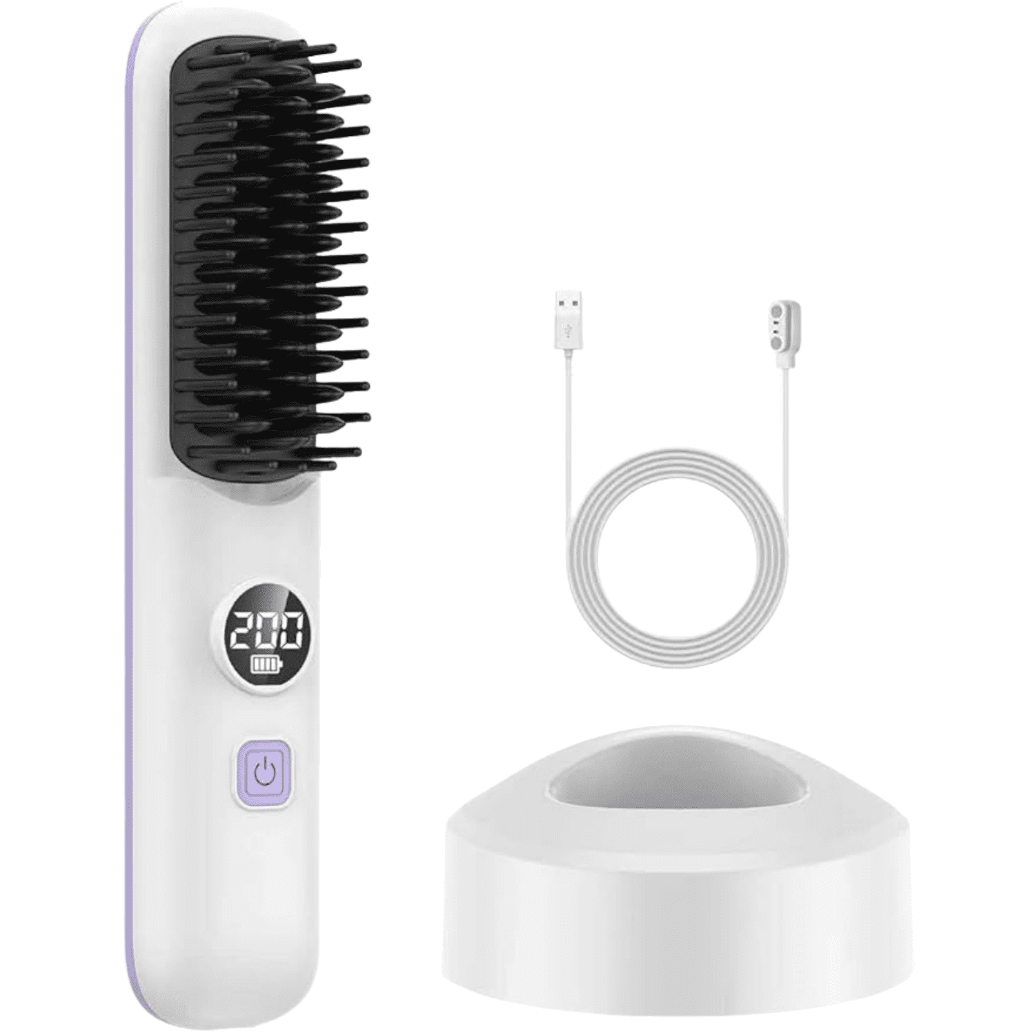 Portable Cordless Hair Straightener Brush, Portable Straightening Brush ...