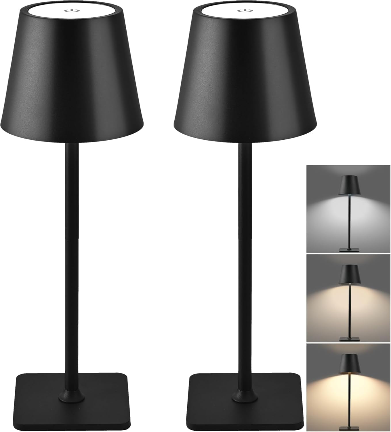 Portable Cordless Table Lamp, 5200mAh Rechargeable Battery Operated, 3 ...