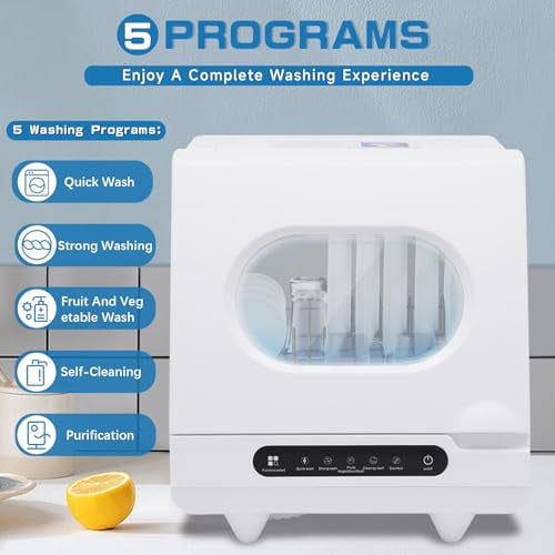 Portable Countertop Dishwasher, 5 Washing Programs Table Top Dishwasher ...