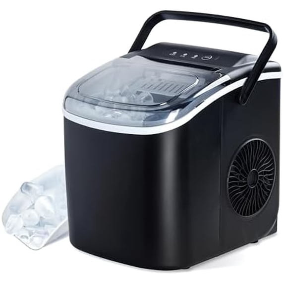 Portable Countertop Ice Maker, 26lbs Ice/24H, 9 Ice Cubes in 6 Minutes ...