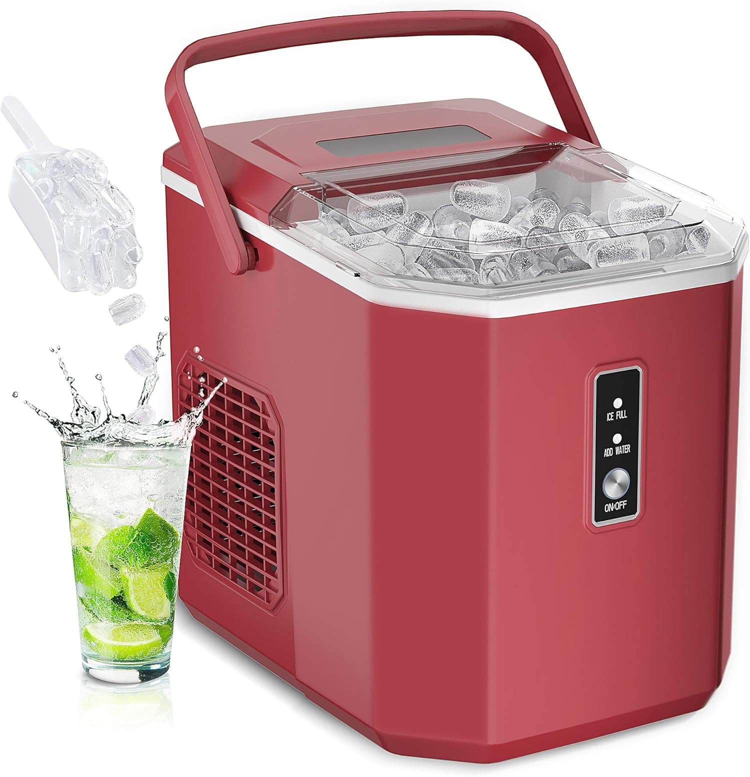 Portable Countertop Ice Maker - 9 Cubes in 6 Mins, 26lbs/Day, Self ...