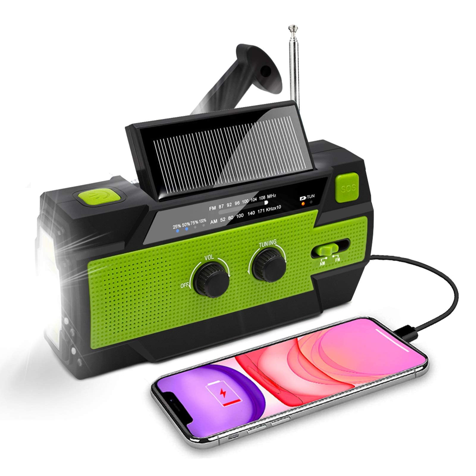 Portable Crank Radio Dynamo Radio with AM / FM Integrated 4 Modes LED ...