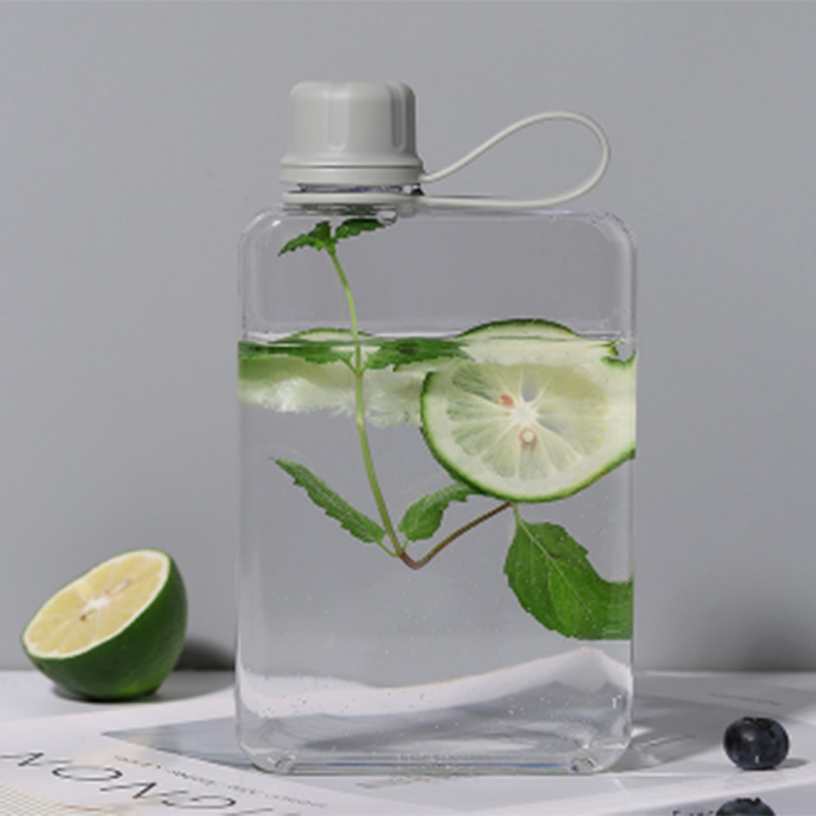 Portable Cup, Small Fresh Hand-Held Flat Pot, Plastic Cup, Gray A ...