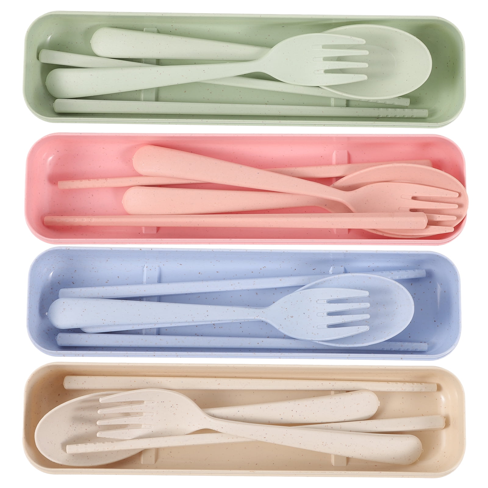 GOOHOCHY lunch utensil set Travel Utensils Set PP Adults Parties 4 Sets ...