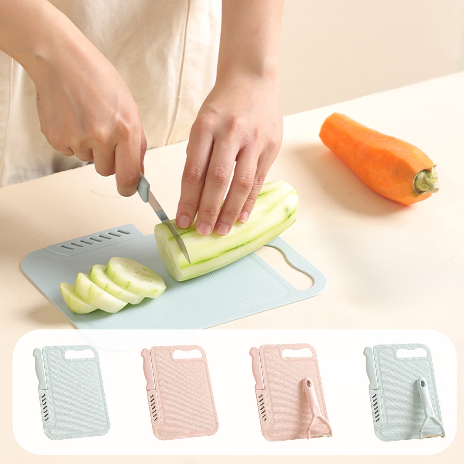 Portable Cutting Board Set, Comes with Fruit Peeler, Compact ...