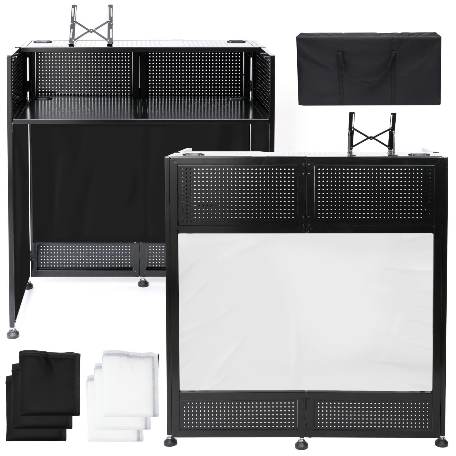 Speott Portable DJ Booth Table, 41L x 20W, Adjustable Double Deck ...