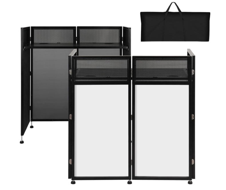 Portable DJ Facade Booth,52"L X 25"W DJ Facade with White & Black Scrim ...