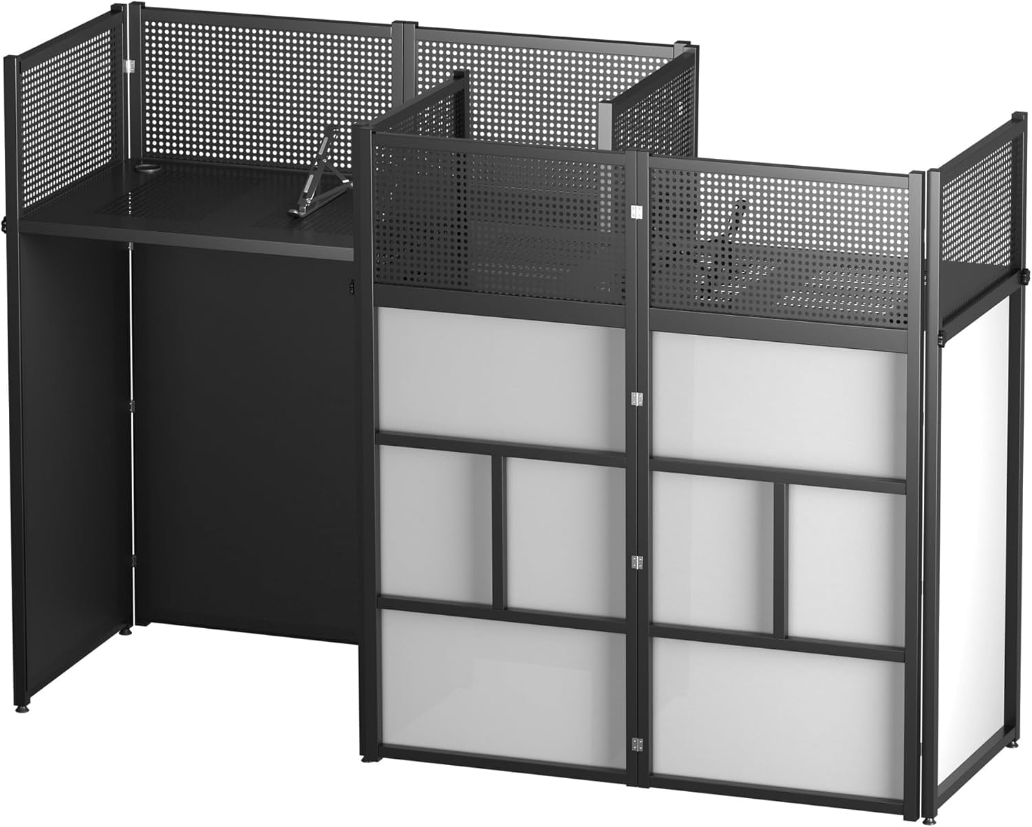 Portable DJ Facade Booth with Black and White Lighting Scrims, Carrying ...