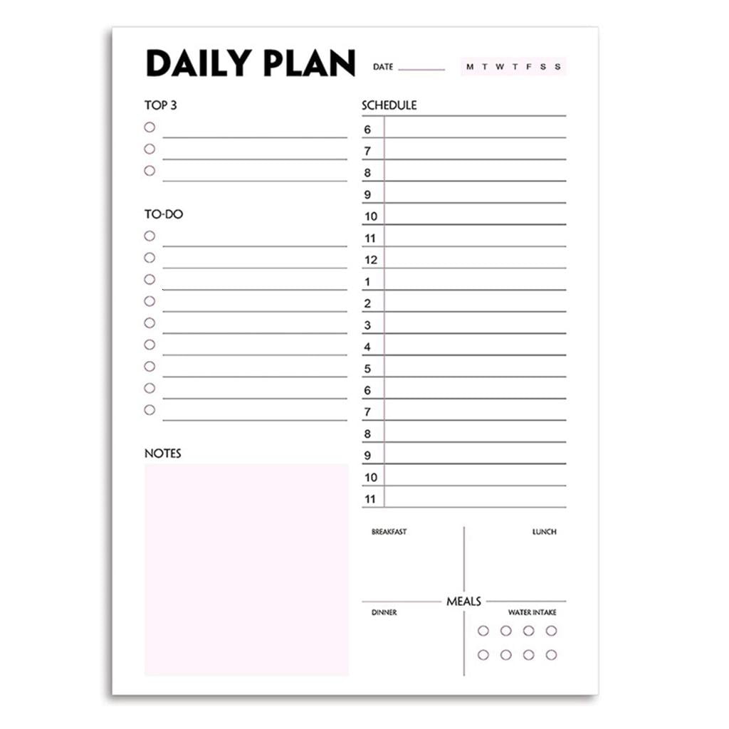 Portable Daily Planner with 60 Sheet Daily Fitness Meal Planner ...