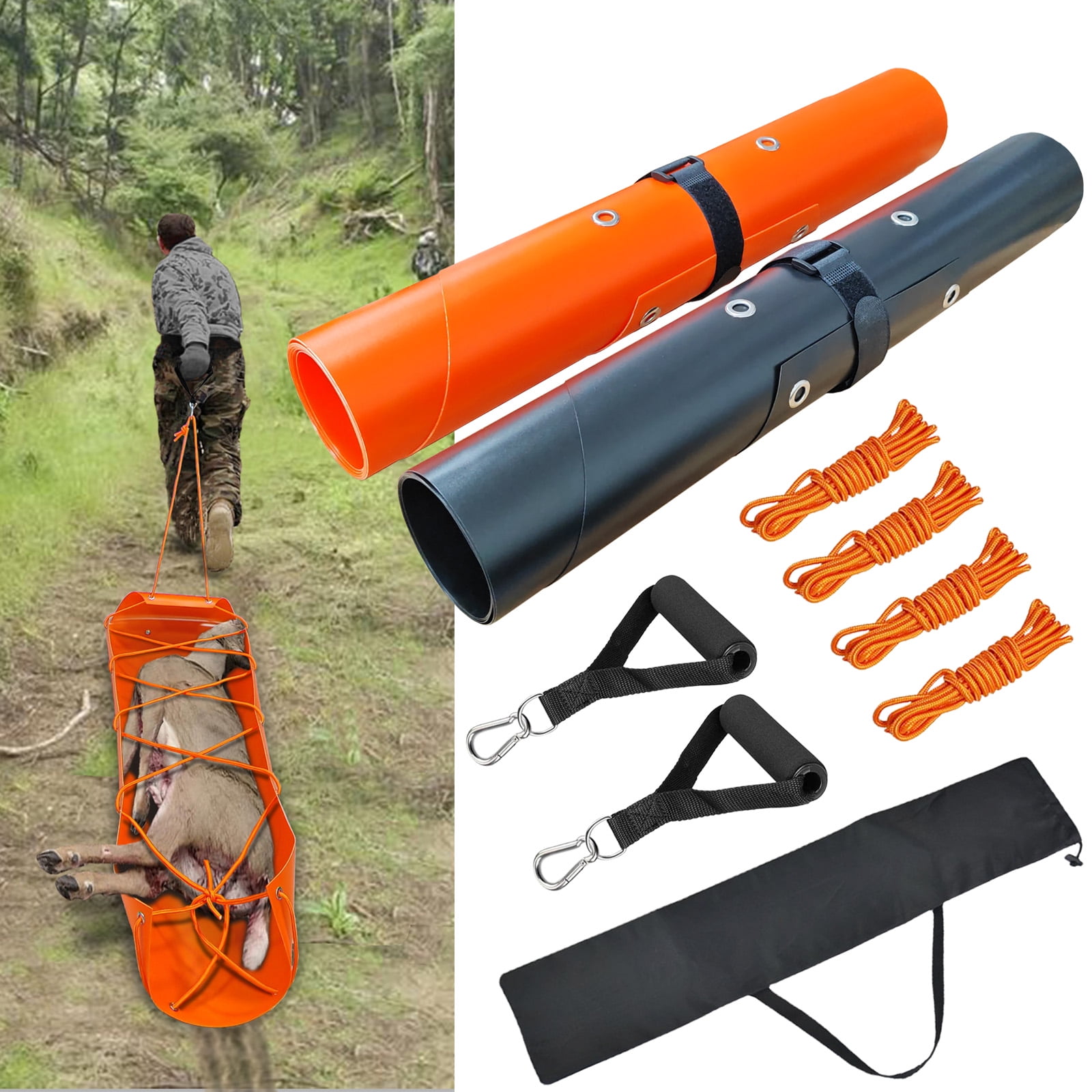 Portable Deer Sled Game Hauler for Hunting Trophy with Long Ropes and ...