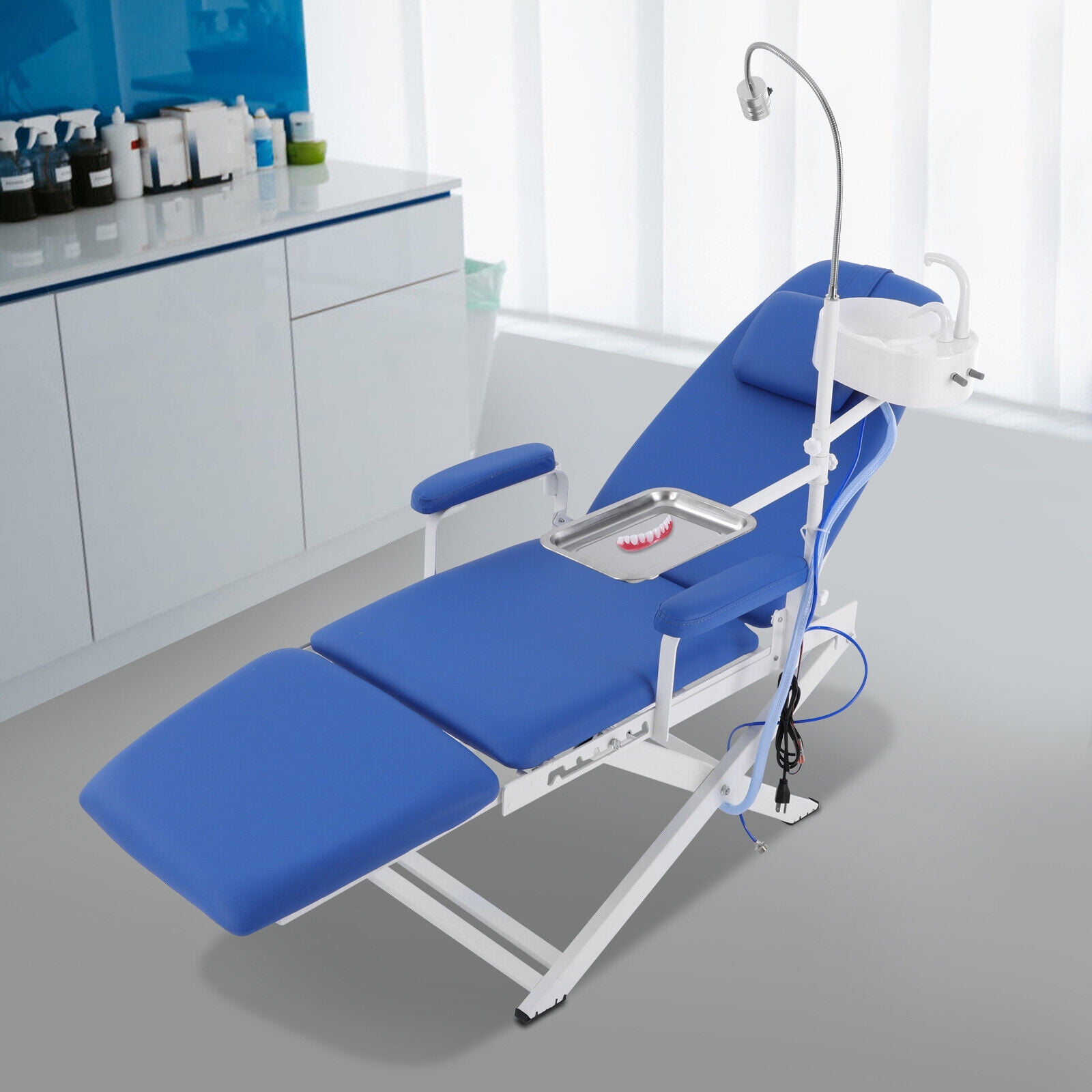 Portable Dental Chair Folding Mobile Chair Tilt Bed with LED Light ...
