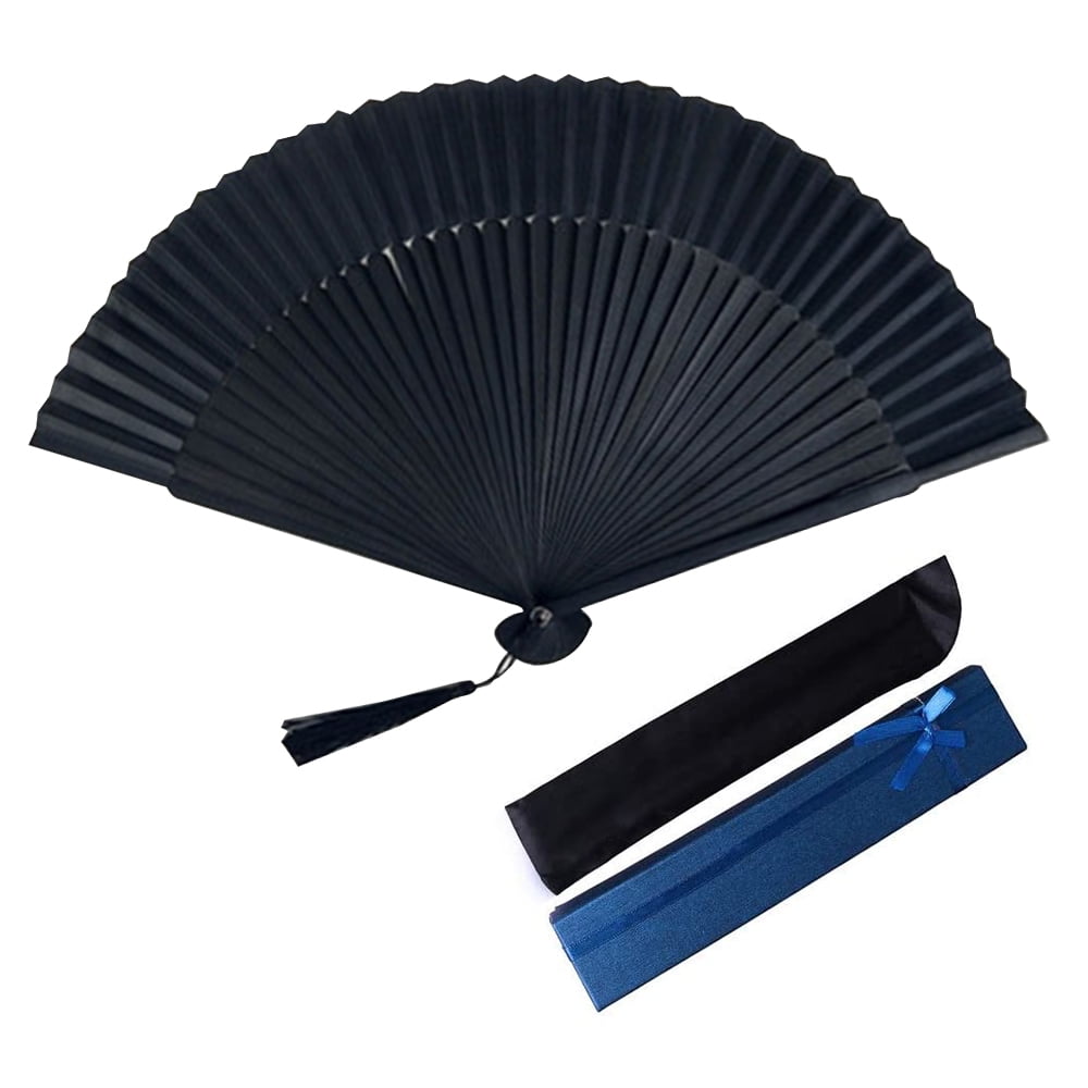 Portable Design Bamboo Frames, Folding Hand Fan Silk Fabric Vintage ...
