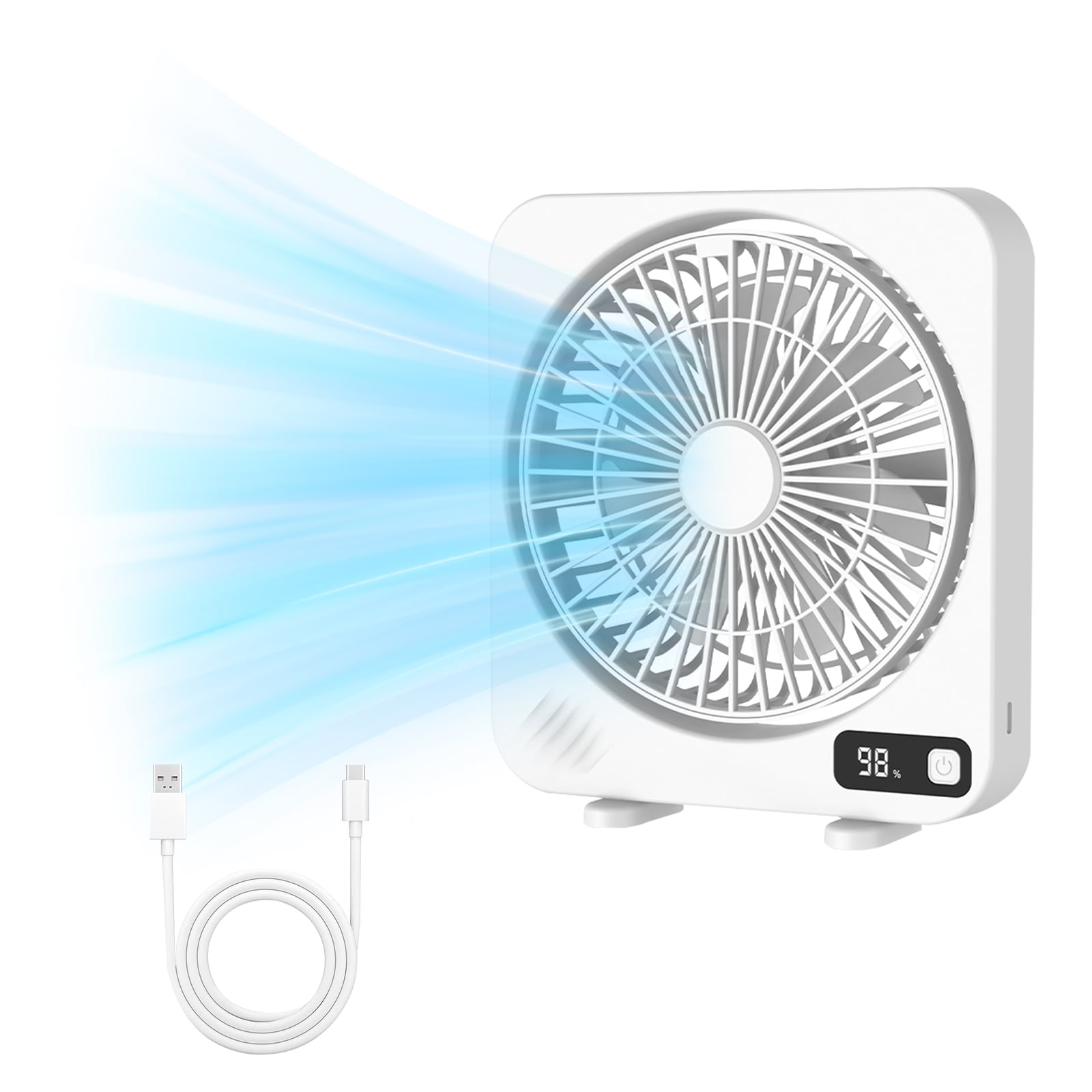 Portable Desk Fans for Bedroom, 7-Inch 180° Tilt Adjustment Battery ...