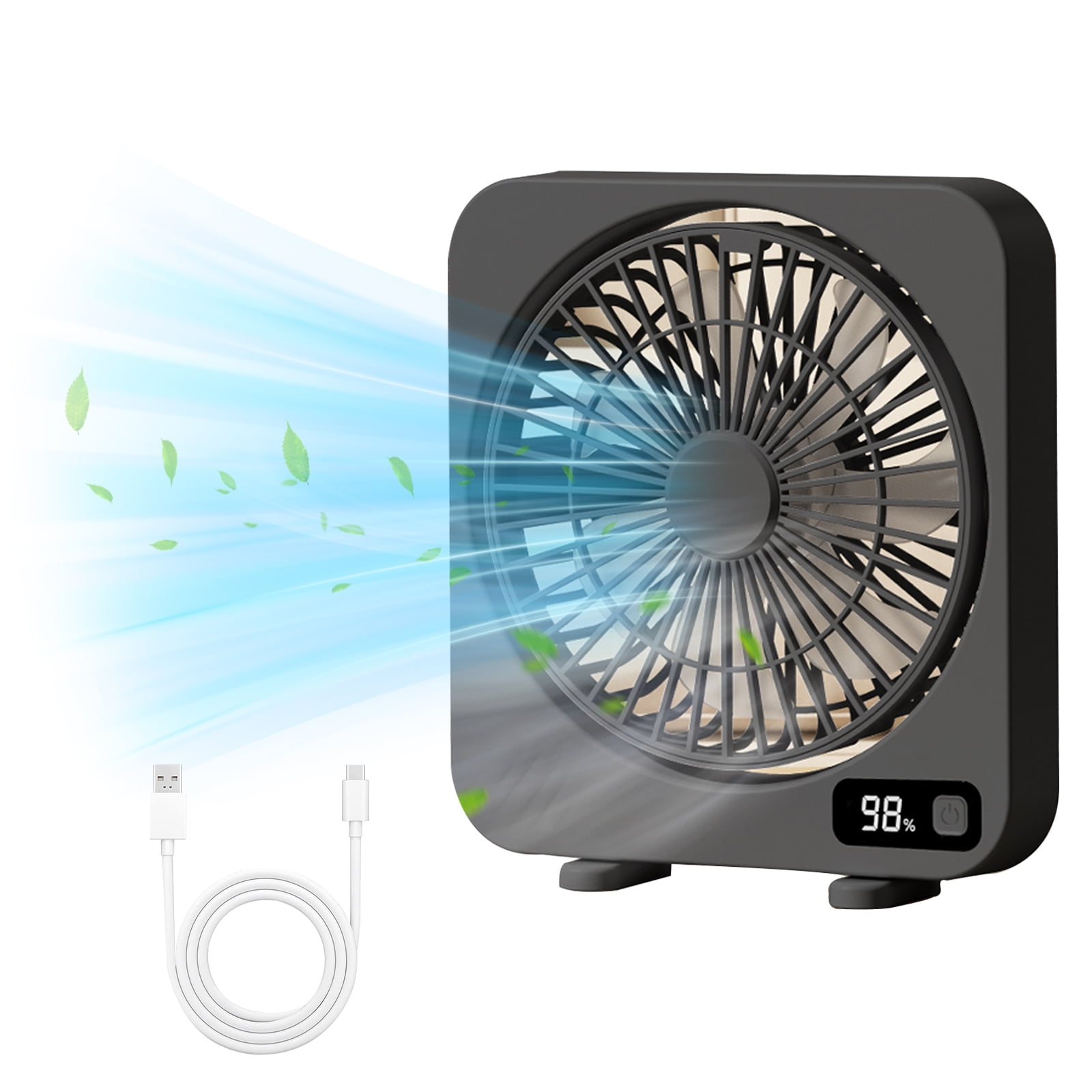 Portable Desk Fans for Bedroom, 7-Inch 180° Tilt Adjustment Battery ...