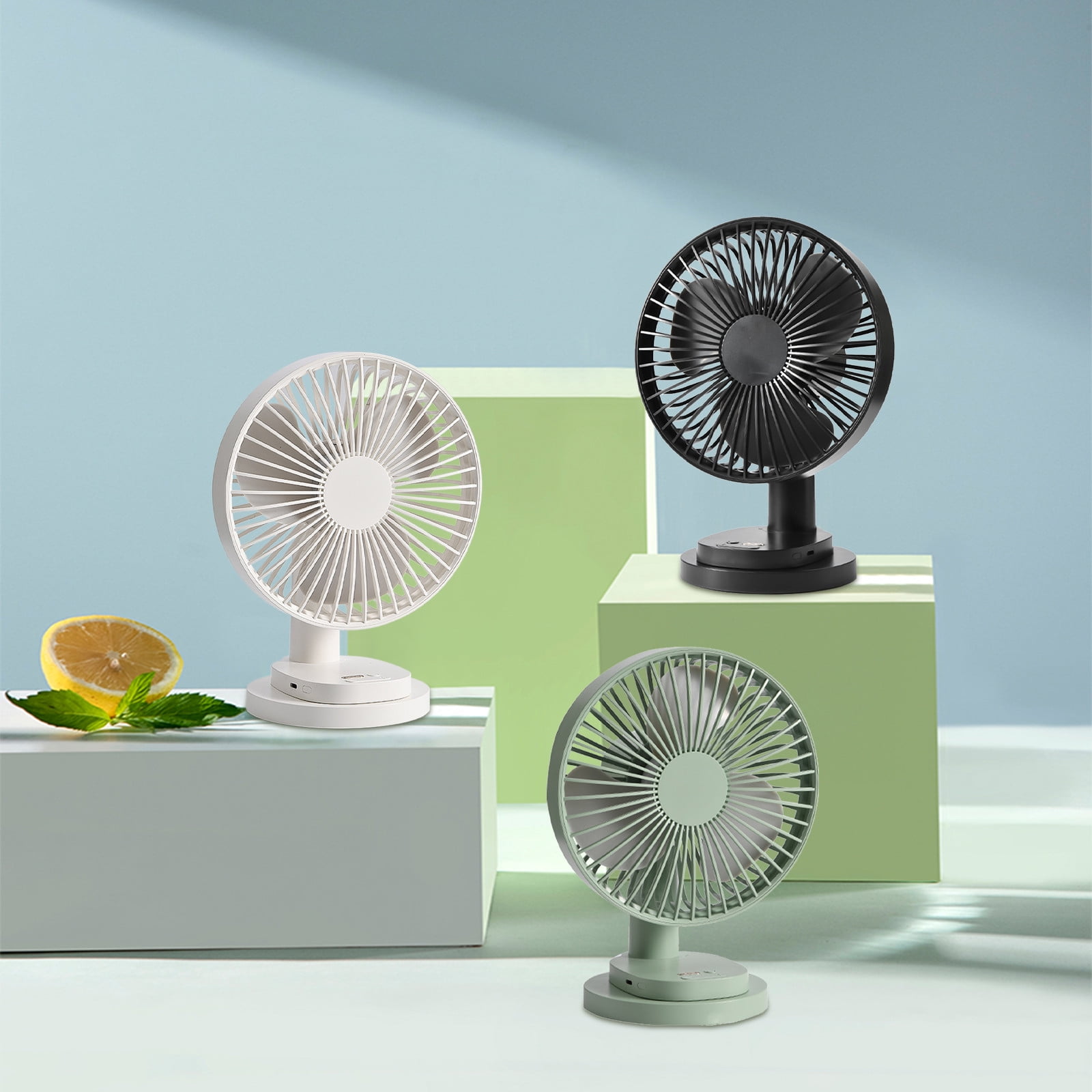 Portable Desktop Fan, Oscillating 4-Speed Fan, Strong Wind Quiet Work ...