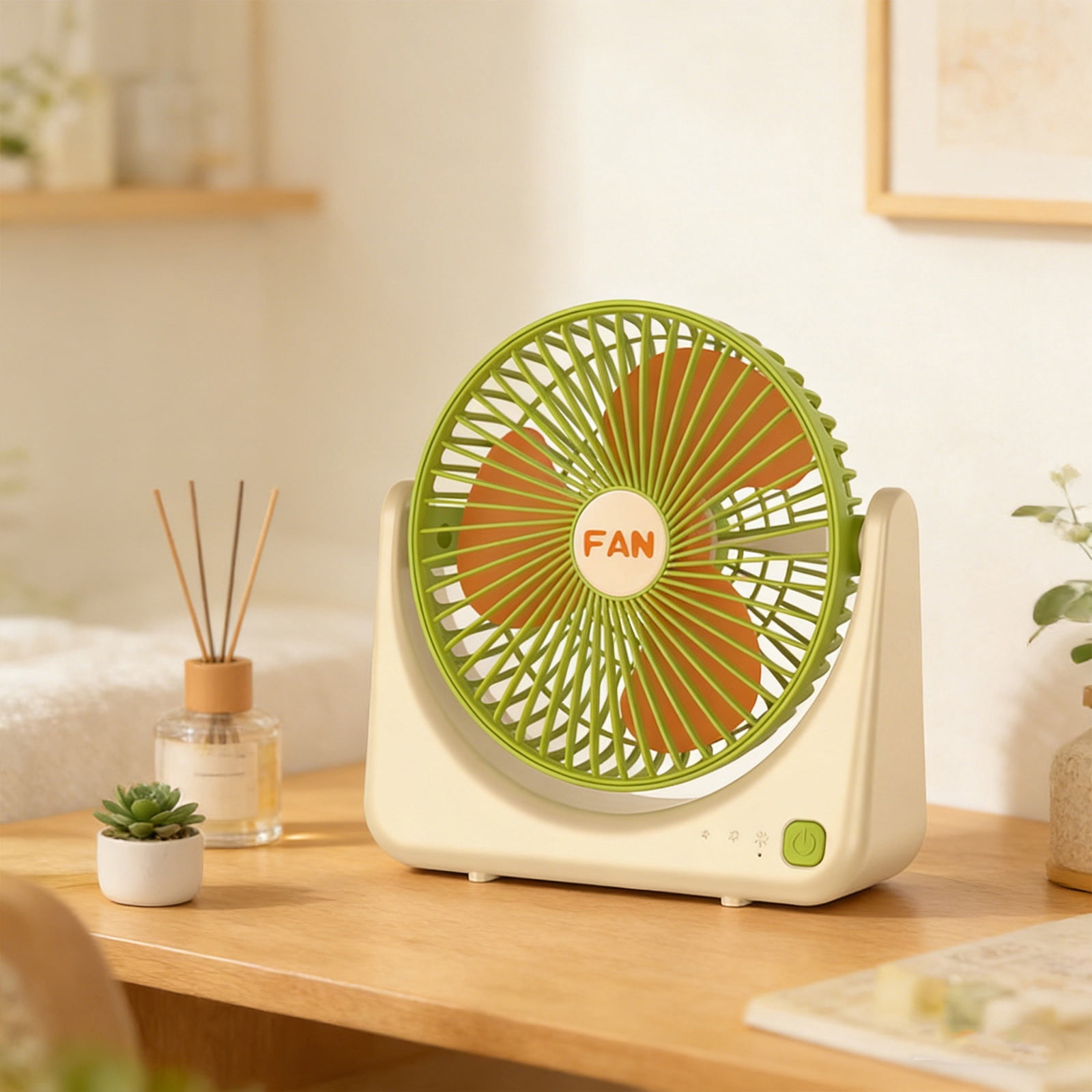 Portable Desktop Table Fan USB Rechargeable 3 Speed Quiet Brushless ...