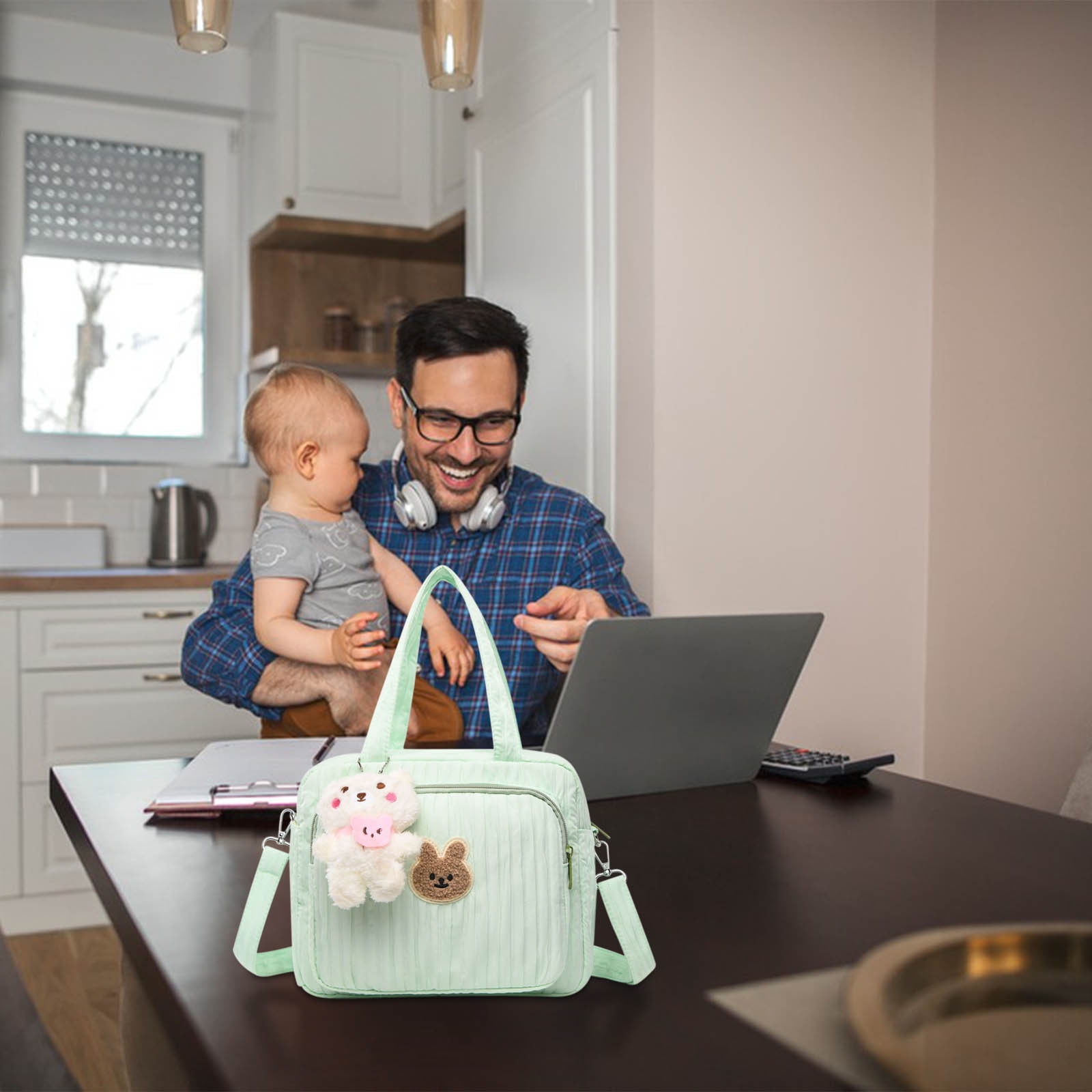 Portable Diaper Bag, Stylish Crossbody Tote, Spacious Storage + Easy Access Pockets, Cute Floral ...