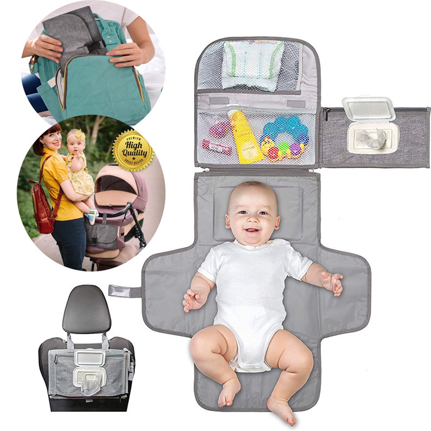 Portable Diaper Changing Pad for Baby, Waterproof Travel Diaper ...