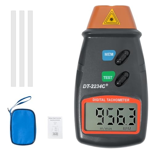 Portable Digital Laser Tachometer with Wide Measuring Range, 5-Digit ...
