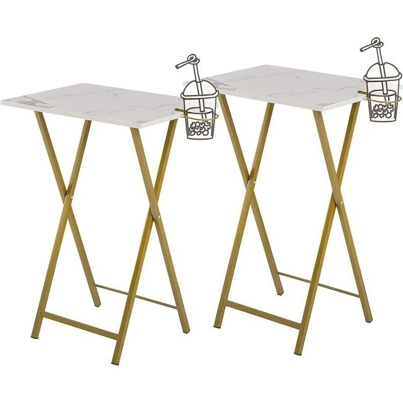 Portable Dinner/Snack Table,Folding TV Tray for Eating Set of 2 ...