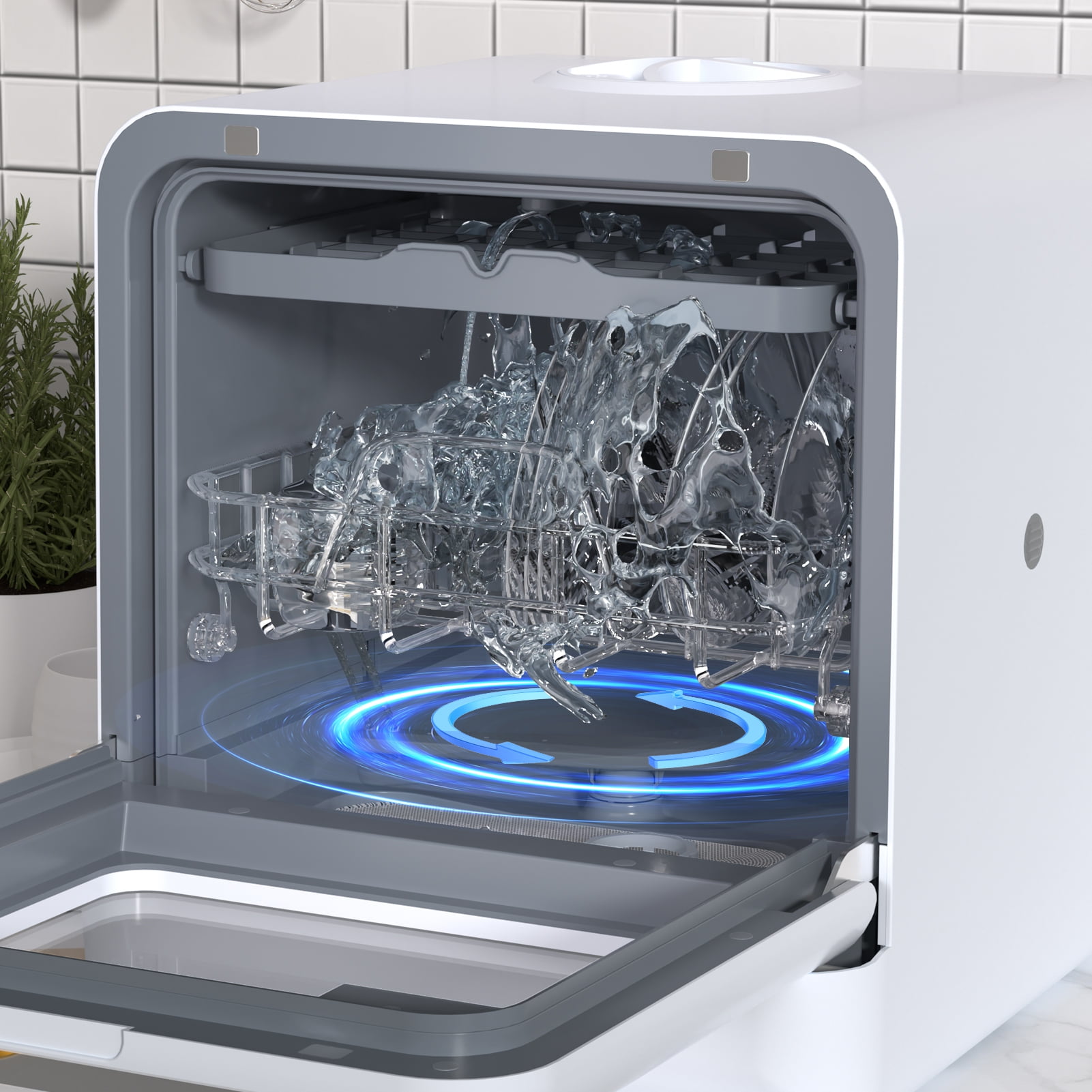 Portable Dishwasher with 5L Water Tank, Automatic Smart Countertop ...