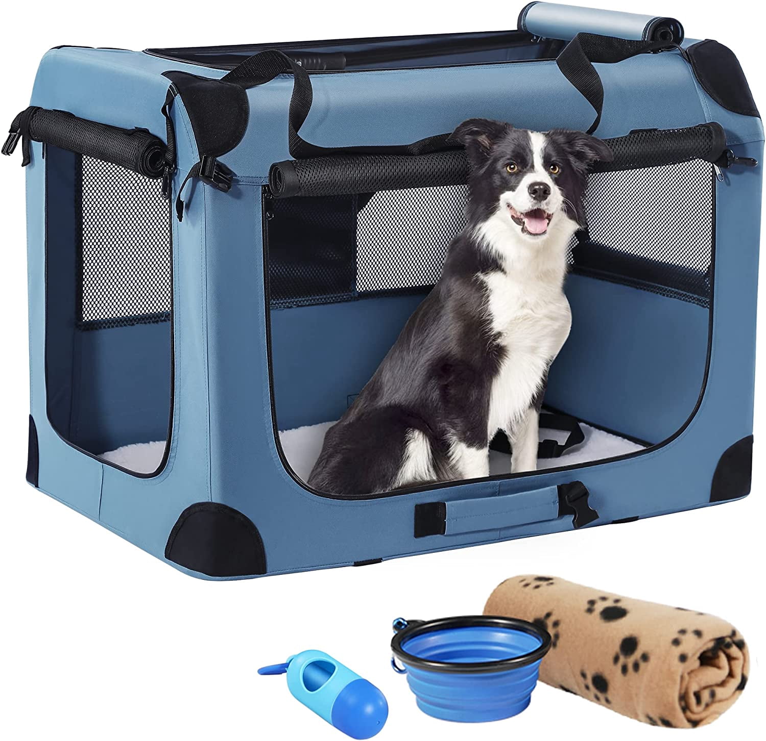 Portable Dog Crate - 32"x23"x23" Collapsible Dog Travel Crate for ...