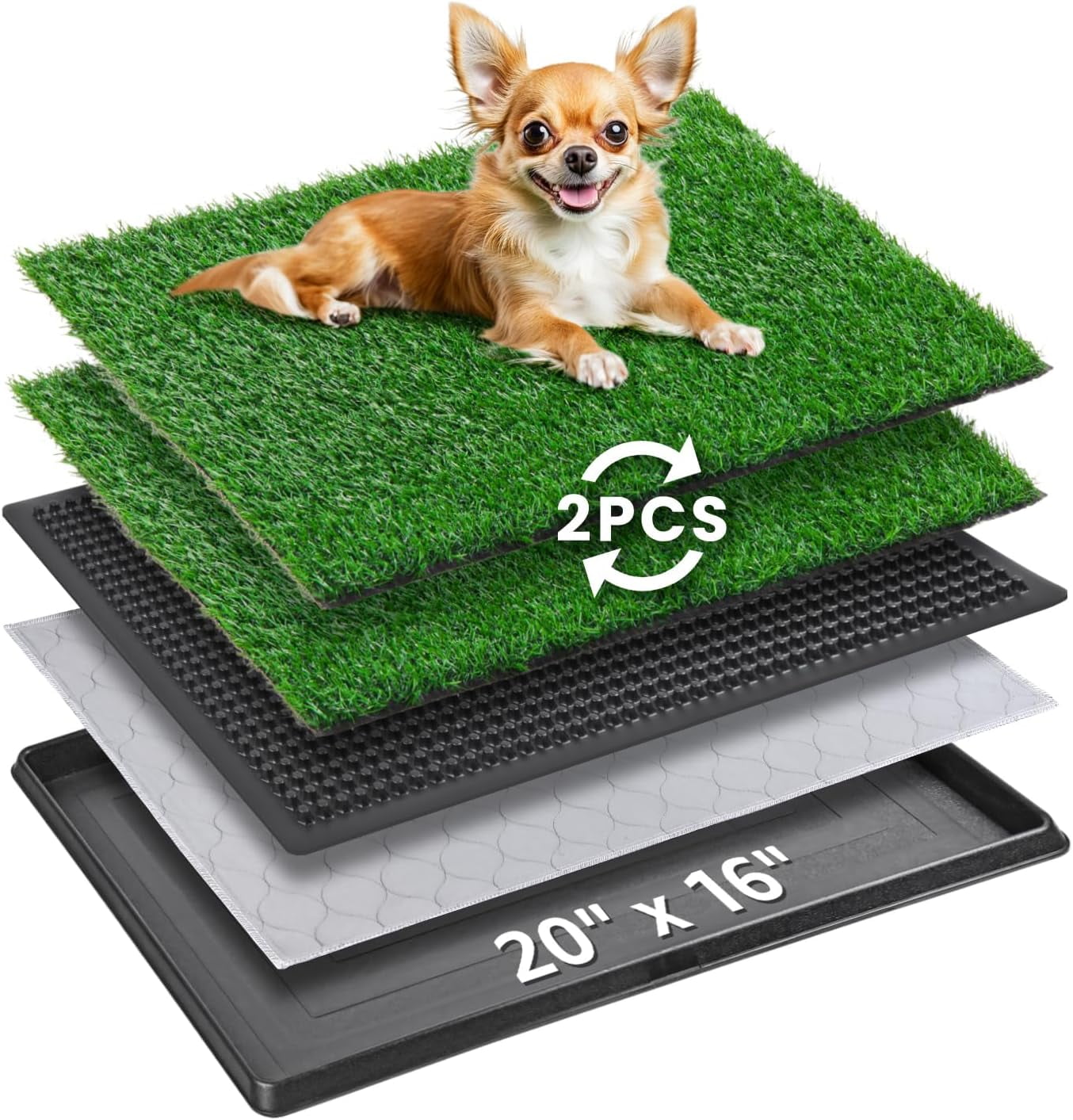 Portable Dog Litter Boxes with 2 Pack Replacement Artificial Grass ...