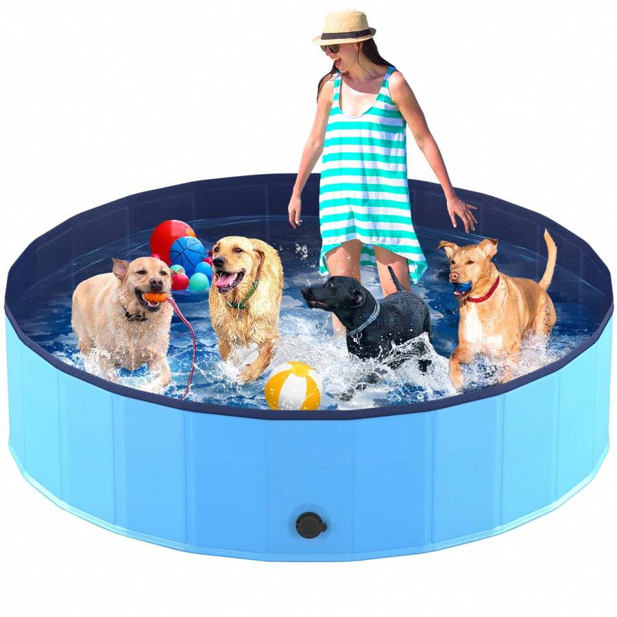 Portable Dog Pool, Foldable Pet Swimming Pool, Anti-Slip Collapsible ...