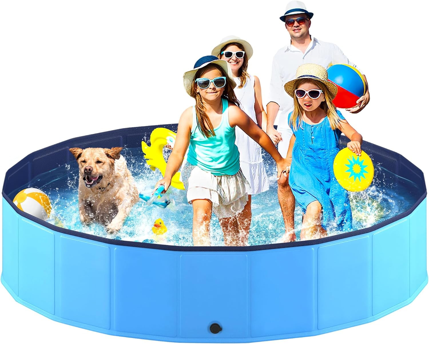 Portable Dog Pool, Foldable Pet Swimming Pool, Anti-Slip Collapsible ...
