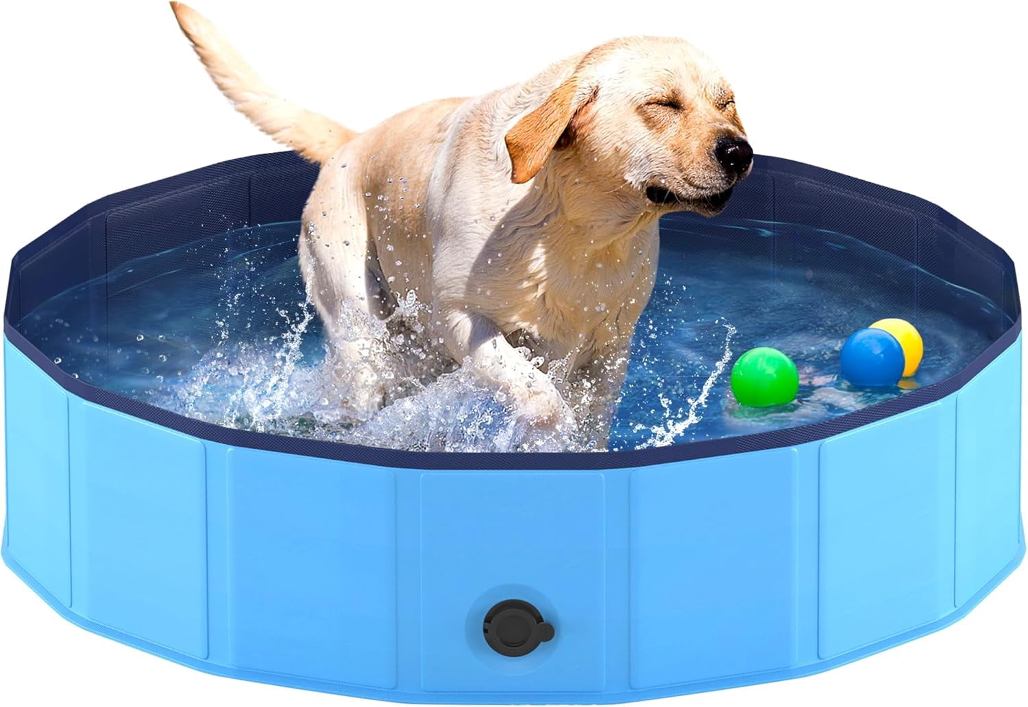 Portable Dog Pool, Foldable Pet Swimming Tub, Anti-Slip Collapsible Pet ...