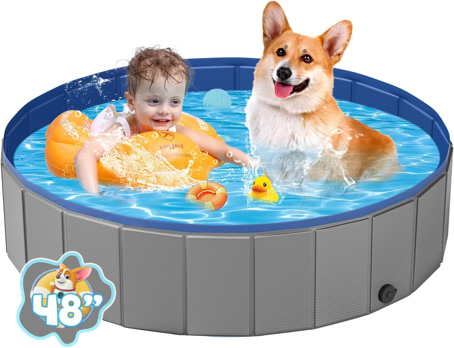 Portable Dog Pool PVC Pet Swimming Pool Bathtub Collapsible Dog Pool ...