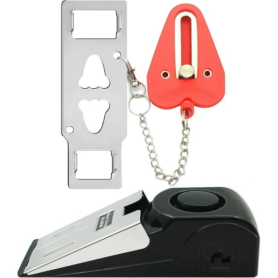Portable Door Lock & Stop Alarm Set, Dual Protection Home Security Kit ...