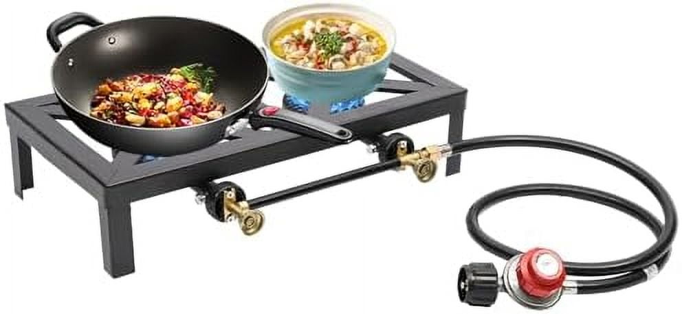 Portable Double Burner Outdoor Gas Stove Propane Cooker with Adjustable ...