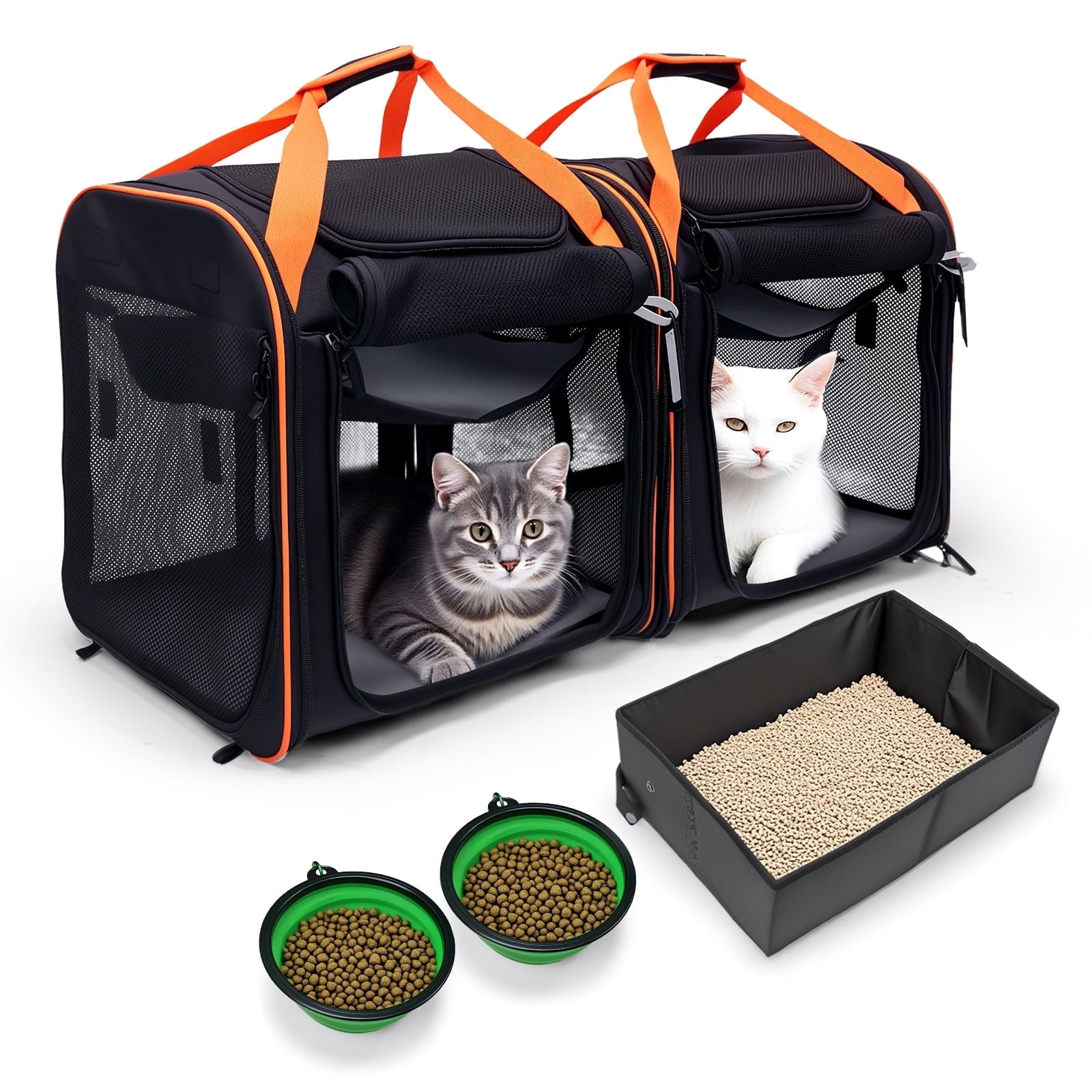 WheelX Portable Double Cat Carrier with Box for Multiple Animal ...