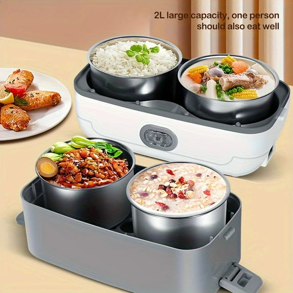 Portable Double Compartment Electric Food Steamer and Heater with ...