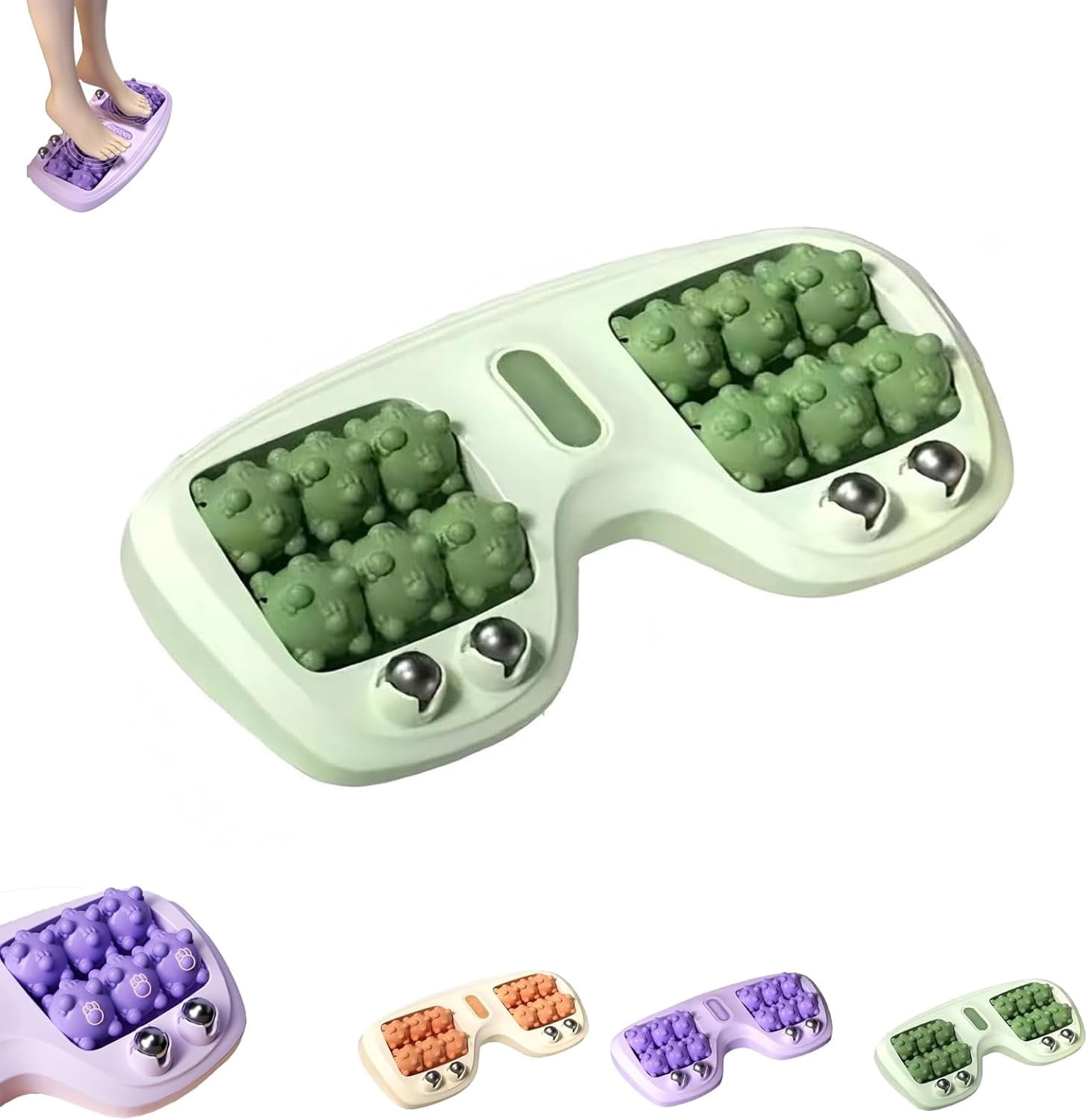 Portable Double Foot Massage Roller, Three Massage Techniques, Feet Massager Plantar, Dual Foots ...