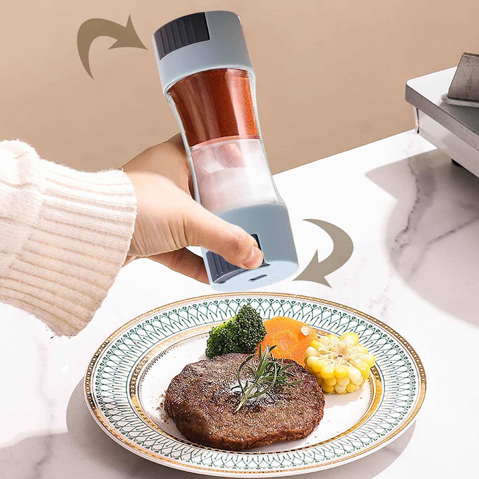 Portable Double-Head Seasoning Dispenser Bottle for Kitchen, Camping ...