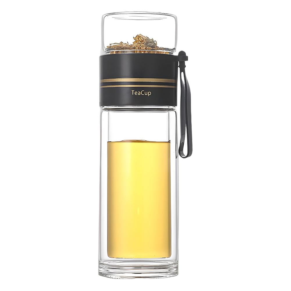 Portable Double Wall Glass Tea Infuser Travel Water Separation Bottle ...