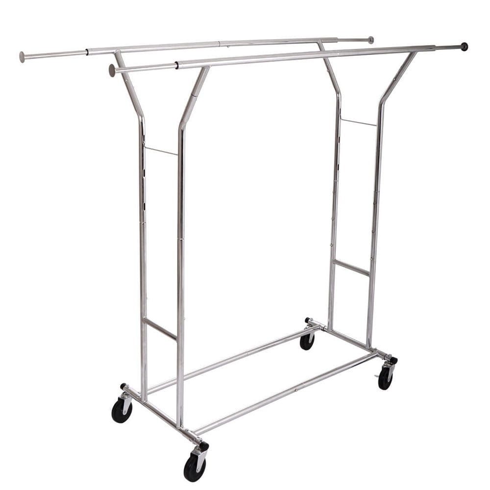 Portable Double-bar Steel Clothes Rack Silver - Walmart.com