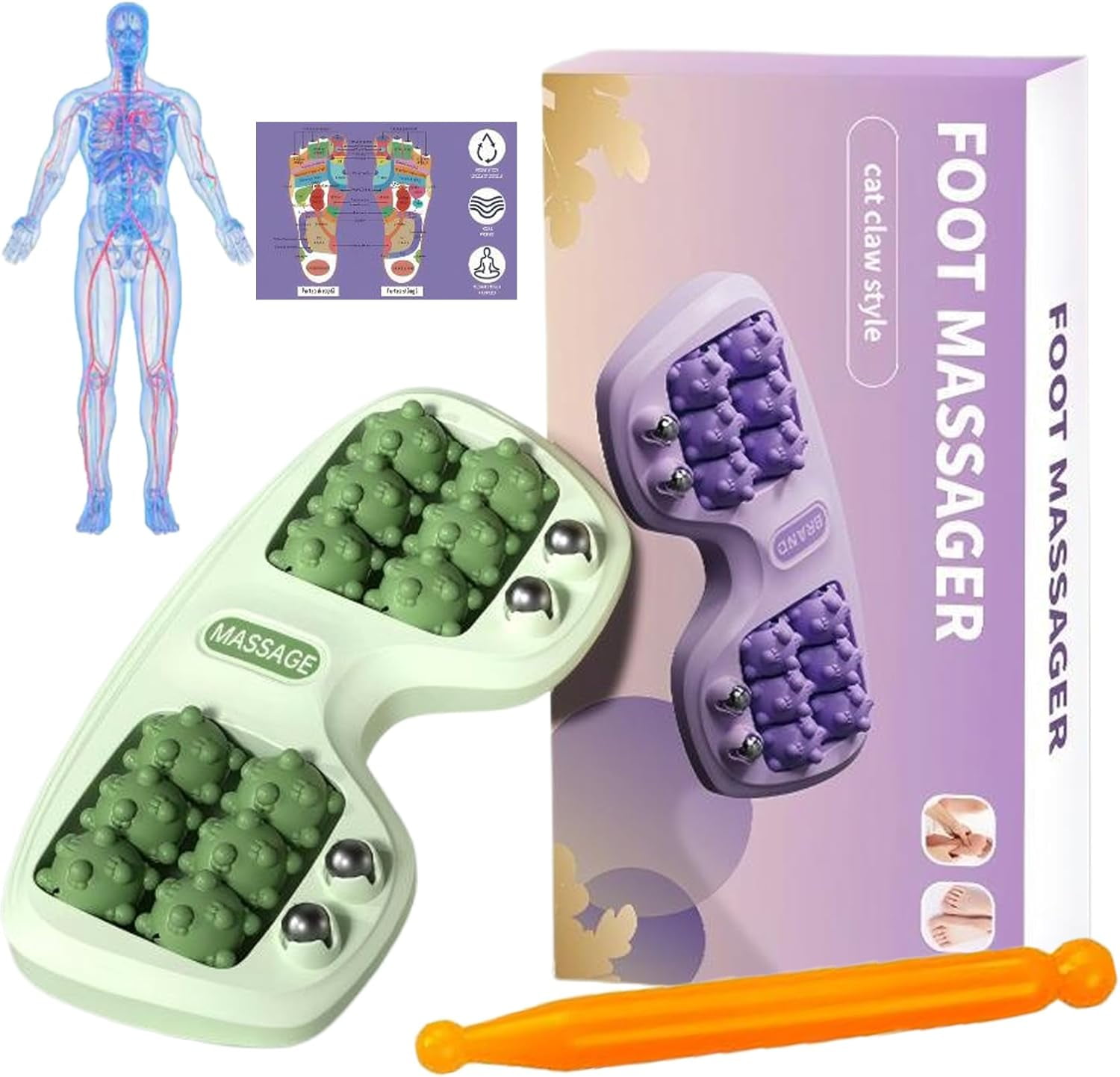 Portable Dual Foot Massage Roller, 2025 New Foot Roller Massager ...