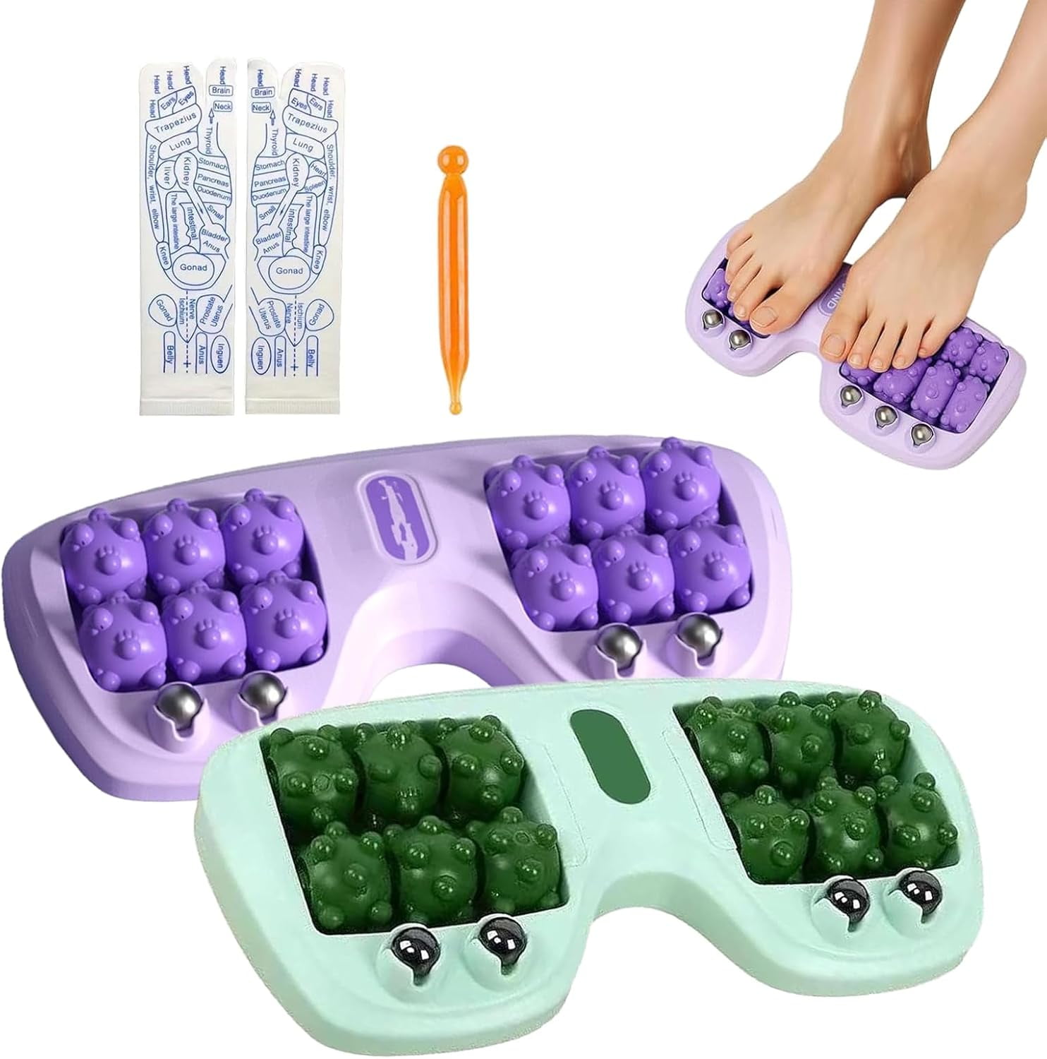 Portable Dual Foot Massage Roller, Foot Roller Massage Plantar ...