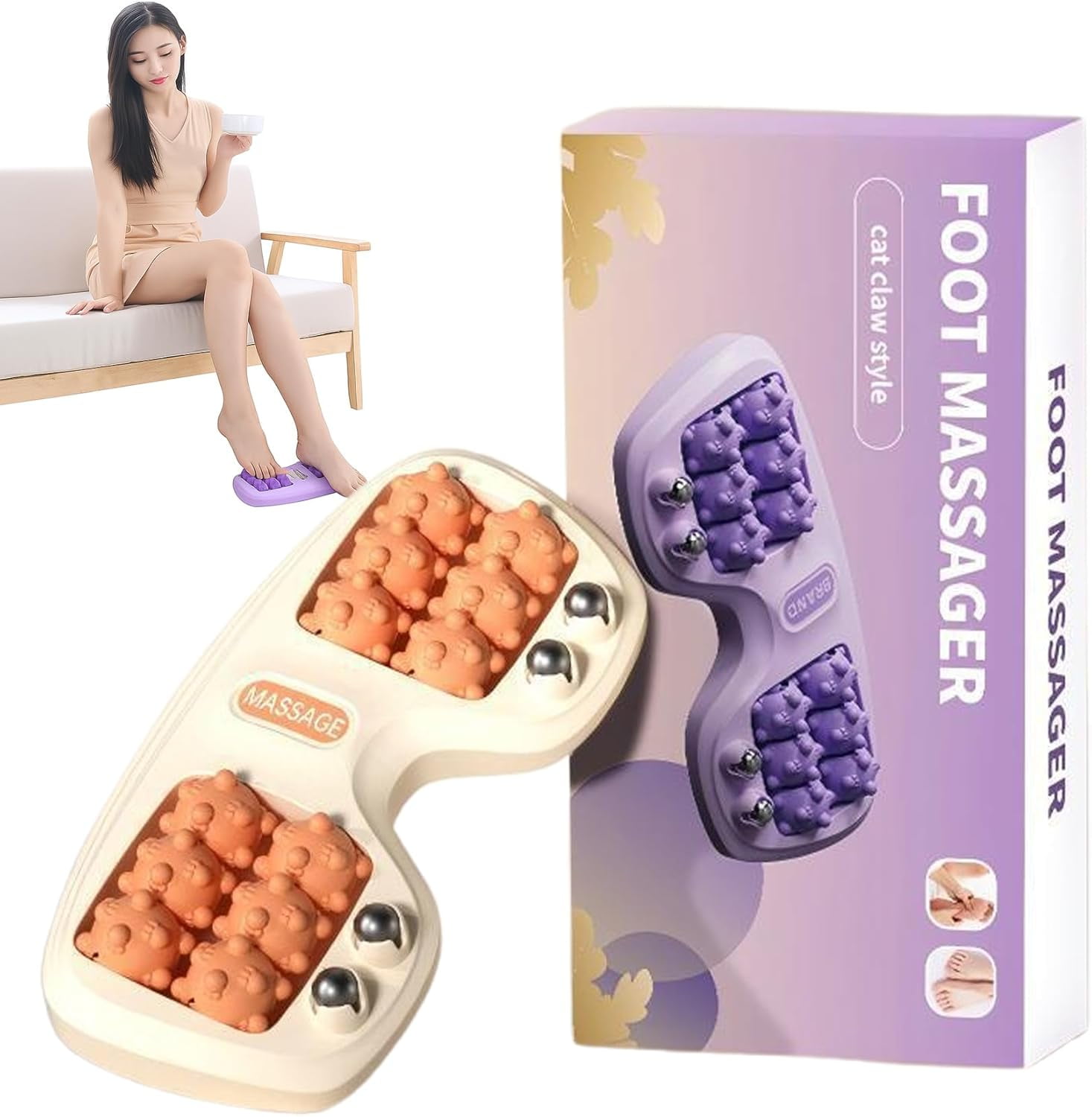 Portable Dual Foot Massage Roller, Foot Roller Massager Plantar ...