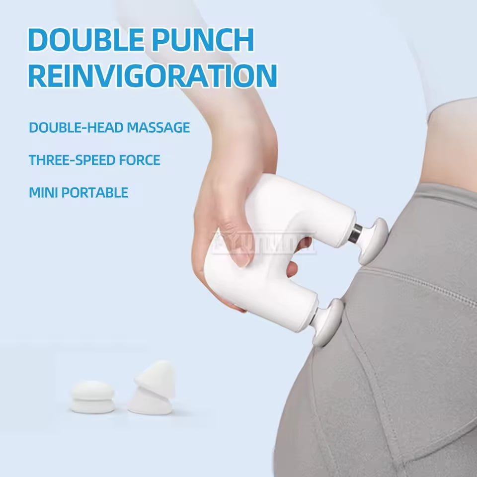 Portable Dual-Head Massage Gun - Mini Electric Deep Tissue Muscle ...