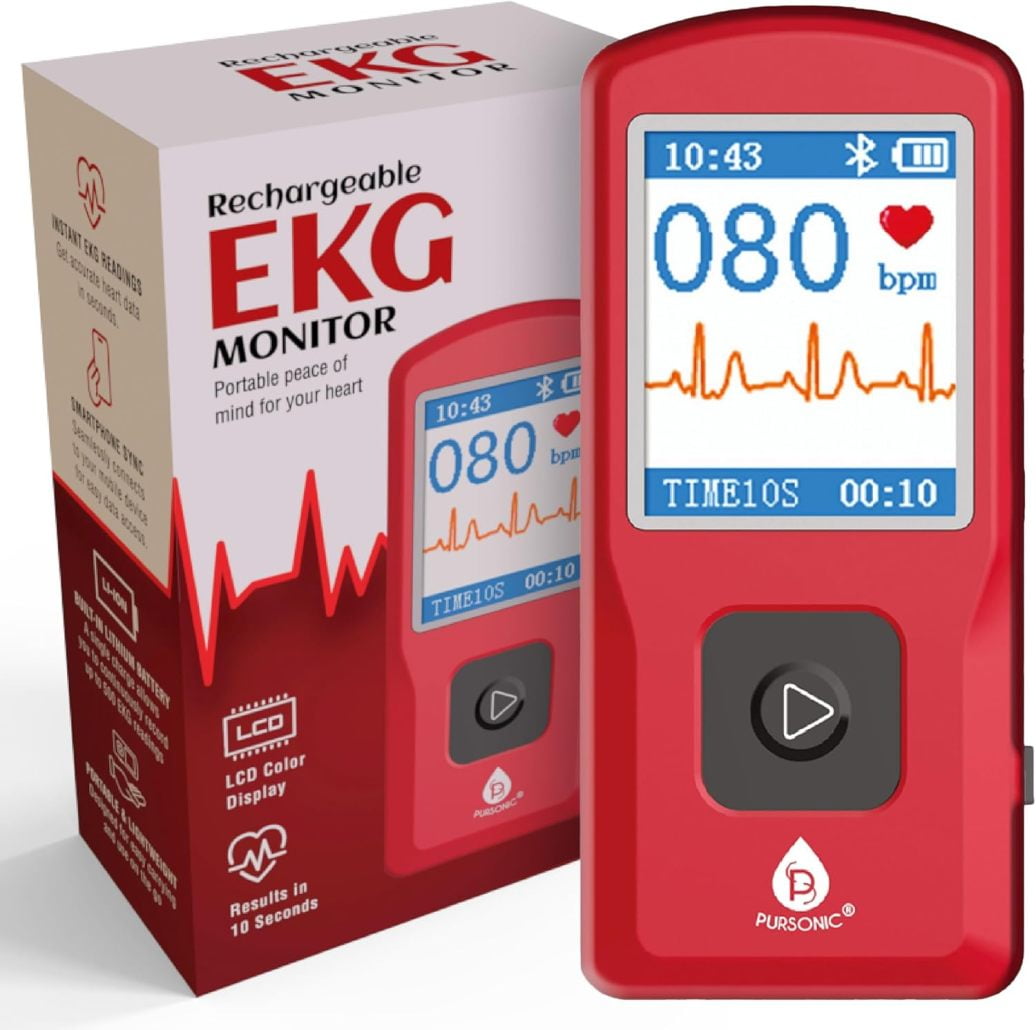 Portable EKG Monitor & Heart Rate Monitor with LCD Screen & Storage ...