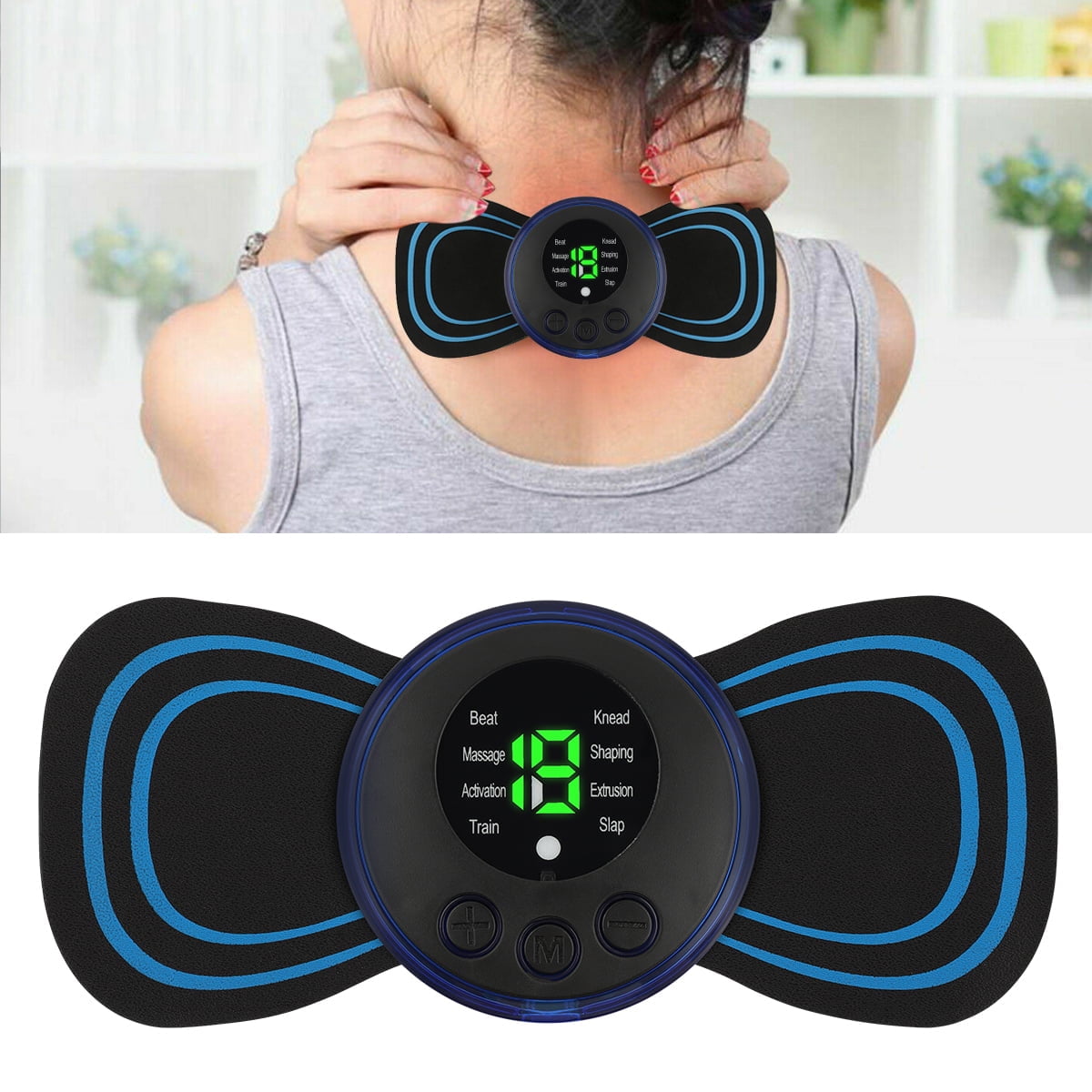 Portable EMS Mini Electric Neck Back Massager Cervical Massage Patch ...