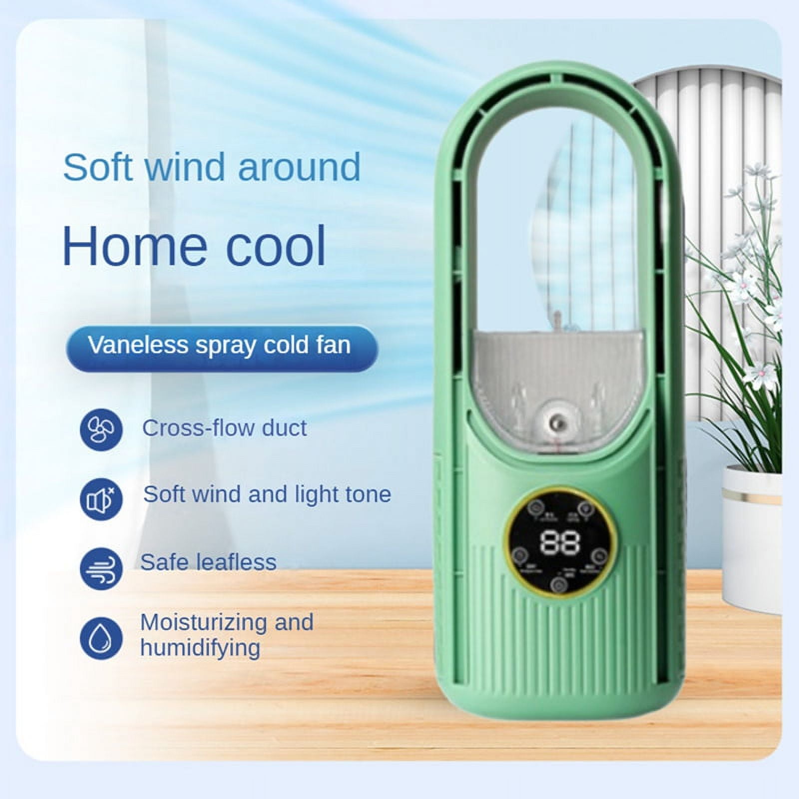 Portable Electric Air Cooler Leafless Fan 6 Speed Silent Air ...