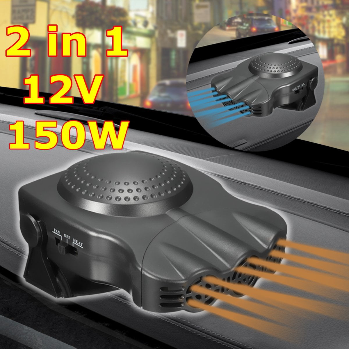 Portable Electric Car Heater Heating Fan Defroster Demister 12V 150W ...